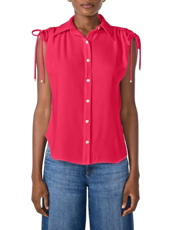Trina Turk Saint Tropez Button-up Top - Cannes Coral