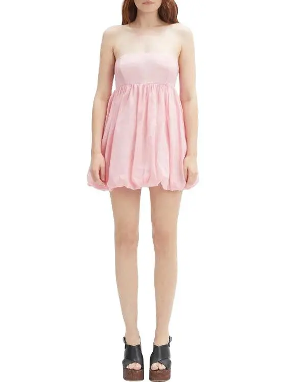Bardot Benita Strapless Bubble Hem Babydoll Minidress - Petal Pink