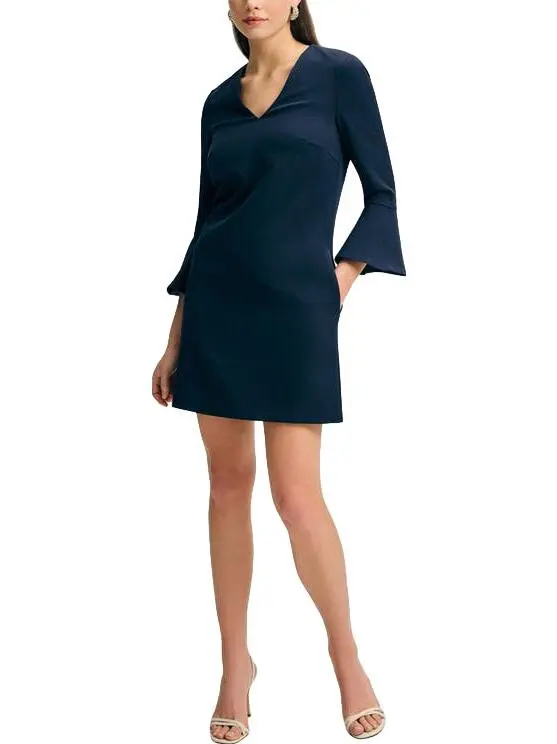 ISAAC MIZRAHI NEW YORK Flare Sleeve Sheath Dress - Navy