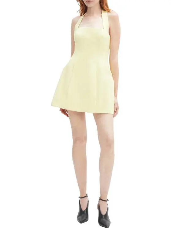 Bardot Nevelle Fit & Flare Halter Mini Dress - Canary Yellow