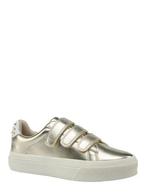 J/SLIDES NYC Gennie Leather Sneakers - Gold