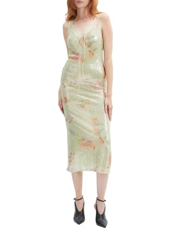 Bardot Eloda Sequin Embellished Midi Dress - Green Flo