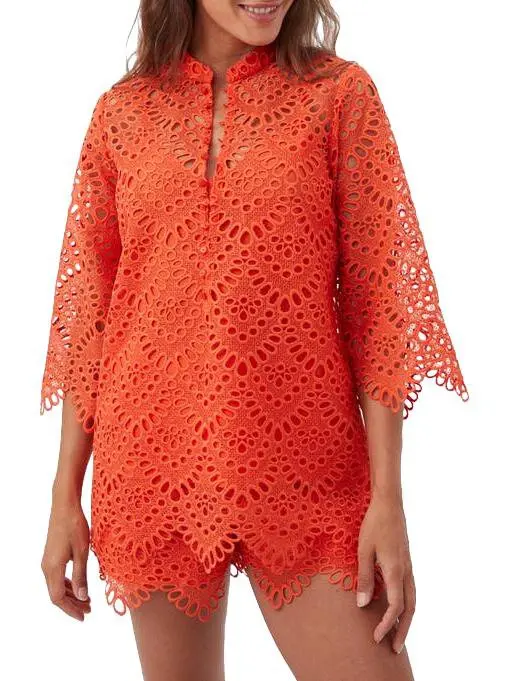 Trina Turk Martigues Lace Tunic Top - Marseille Mandarin