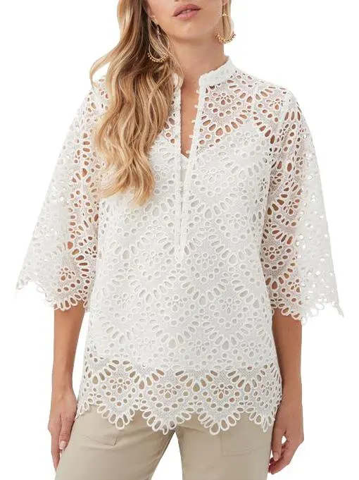 Trina Turk Martigues Lace Tunic Top - Whitewash