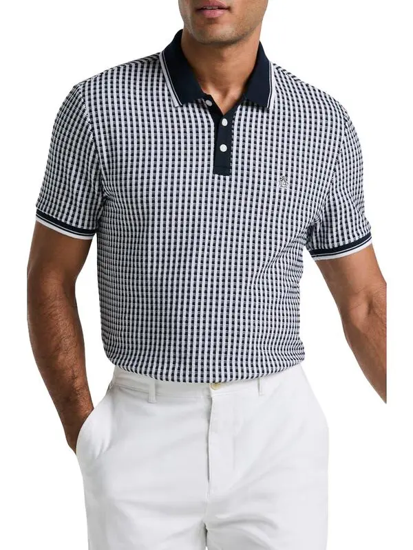ORIGINAL PENGUIN Jacquard Check Polo - Dark Sapphire