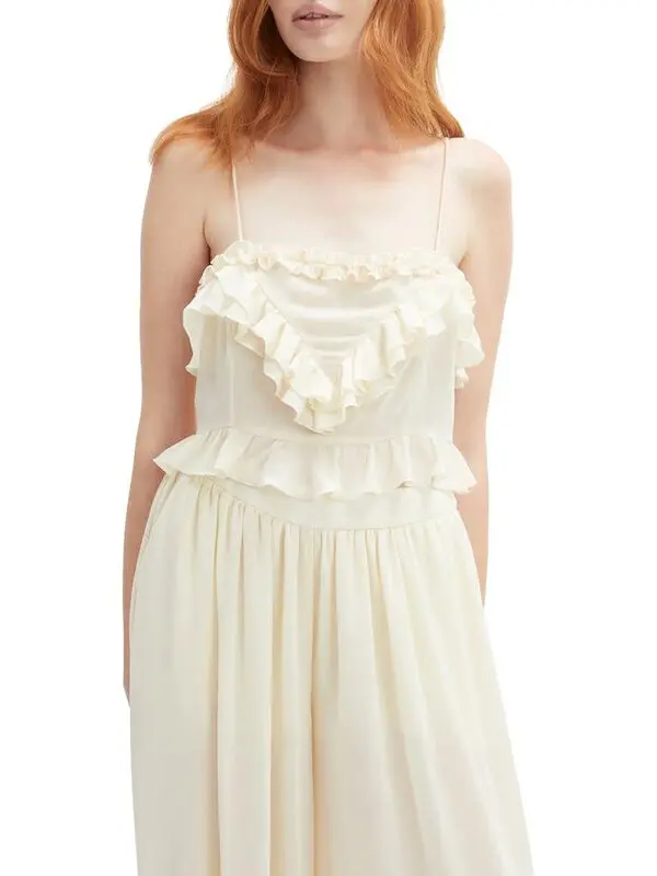 Bardot Alire Ruffle Crop Camisole - Soft Beige