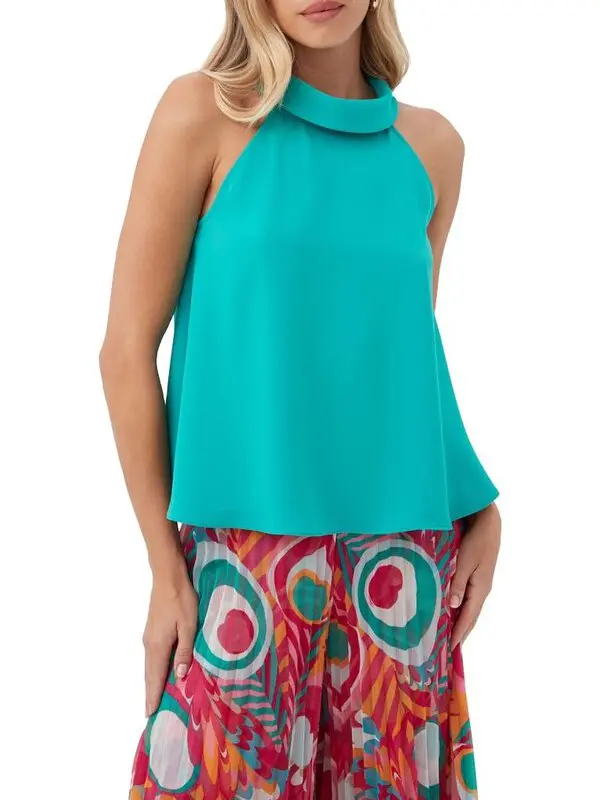 Trina Turk Halter Neck Relaxed Top - Toulon Teal