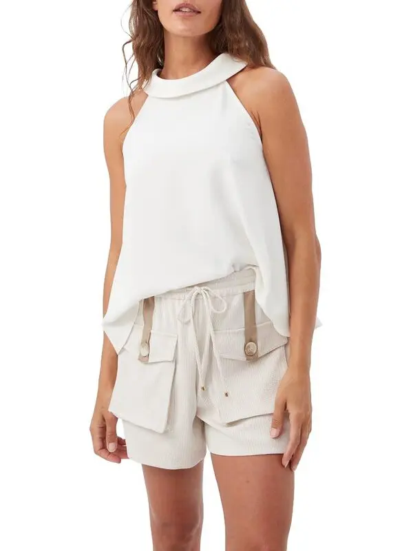 Trina Turk Halter Neck Relaxed Top - Whitewash