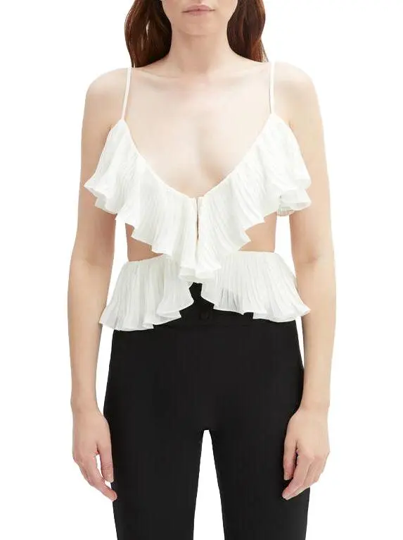 Bardot Ilara Ruffle Pleated Cutout Camisole - Off White