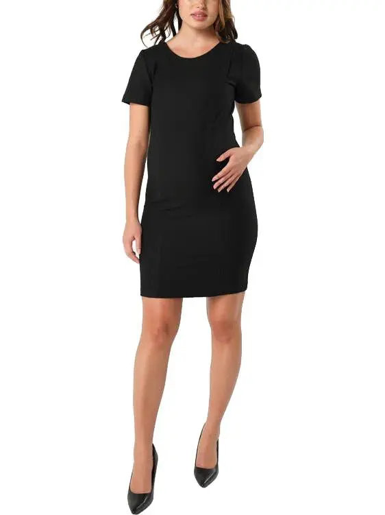 MARION Short Sleeve Maternity And Nursing Dress - Black