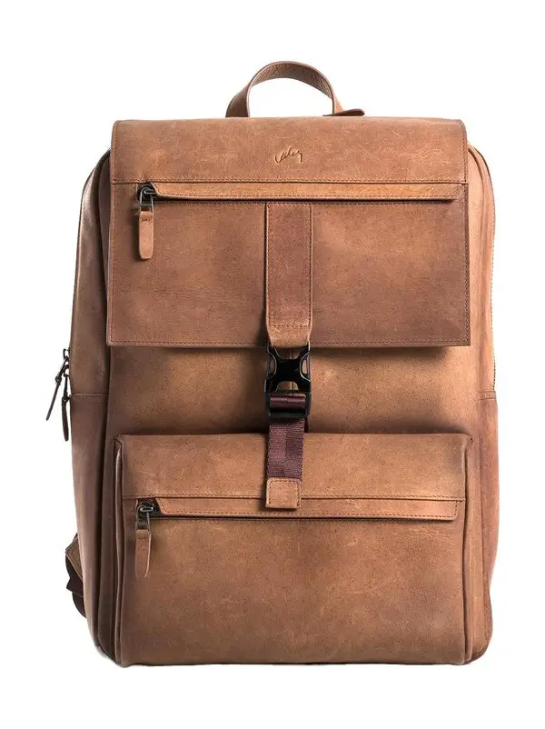 VELEZ Top Grain Leather Backpack And Laptop Bag - Brown