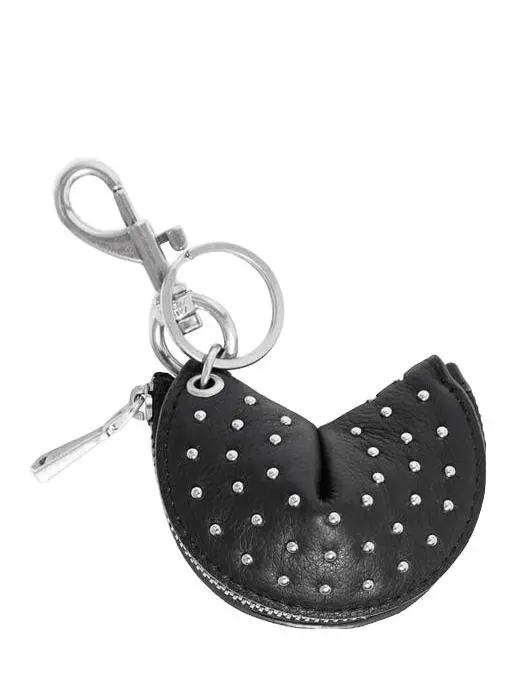 AIMEE Fortune Cookie Bag Charm - Black/shiny Silver Studs