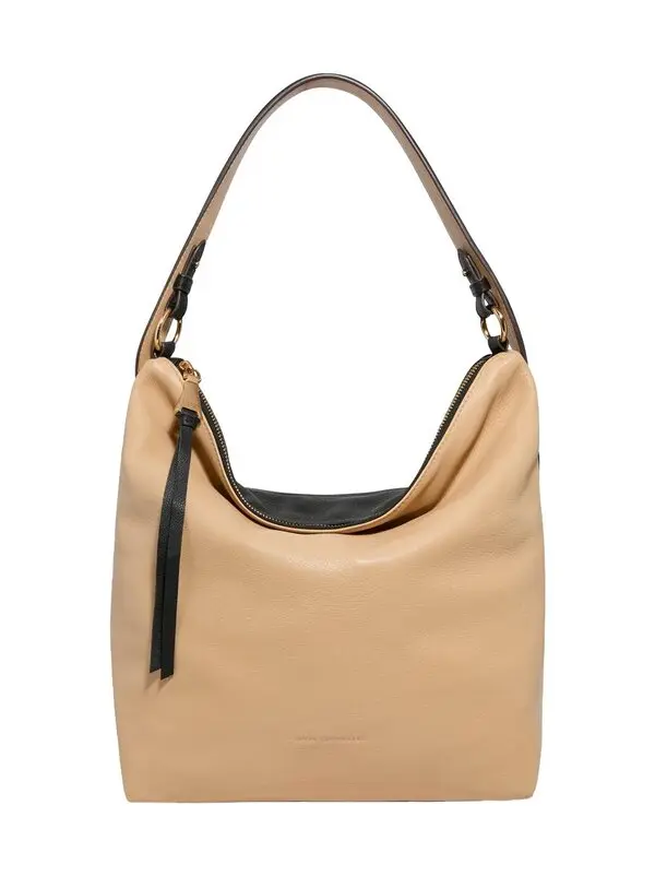 AIMEE Ava Leather Hobo Bag - Camel/ Black