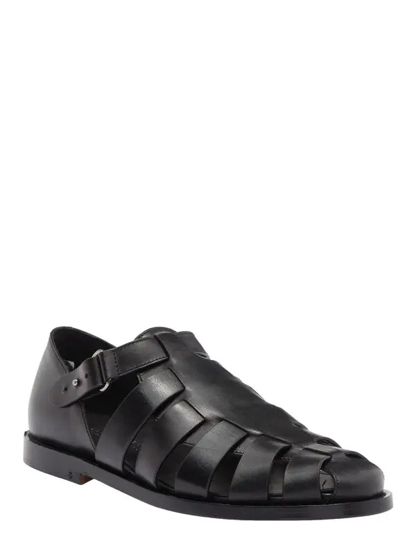 John Varvatos Antwerp Fisher Sandal - Black Smooth