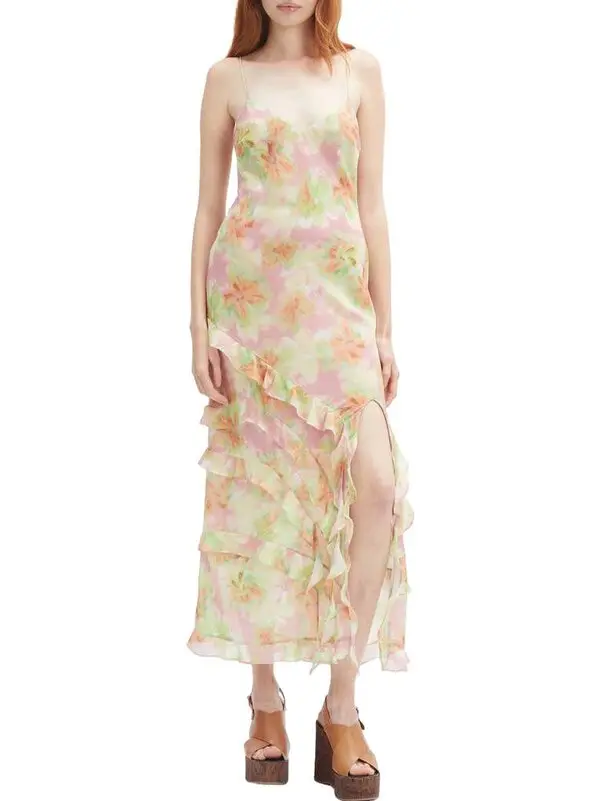 Bardot Cantara Ruffle Trim Maxi Dress - Pink Floral
