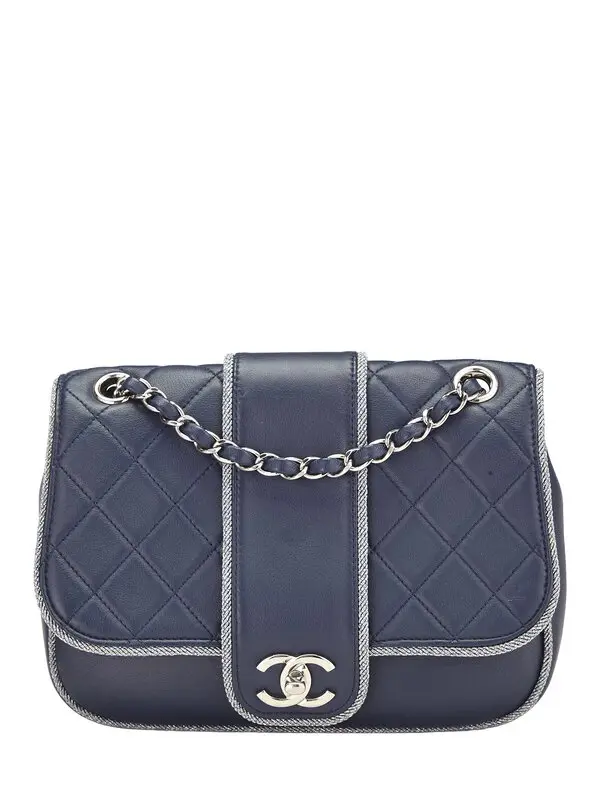 Chanel Lambskin Elementary Chic Flap - Navy