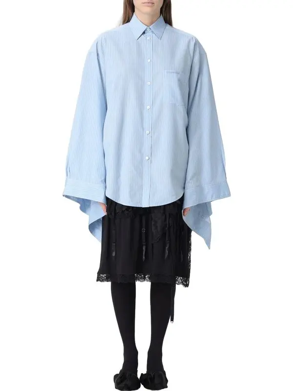 Balenciaga Striped Oversized Shirt - Gnawed Blue