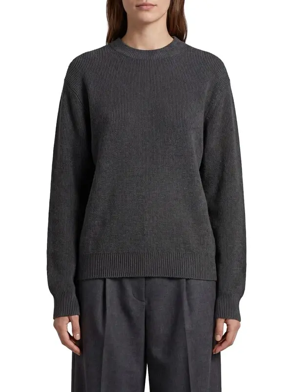 GOLDEN GOOSE Relaxed Fit Cotton-blend Crewneck Jumper With Rear Logo - Grey