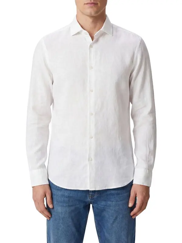 BROOKSFIELD Slim Fit Casual Shirt In Pure Linen With French Collar - White