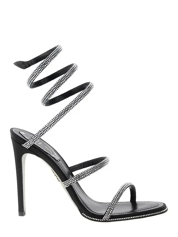 Rene Caovilla Cleo Crystal-embellished Spiral Strap High-heeled Sandals - Black