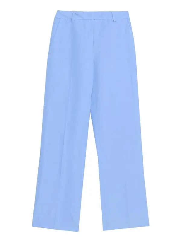 Lafayette 148 New York Gates Wide-leg Silk-linen Pants - Iris