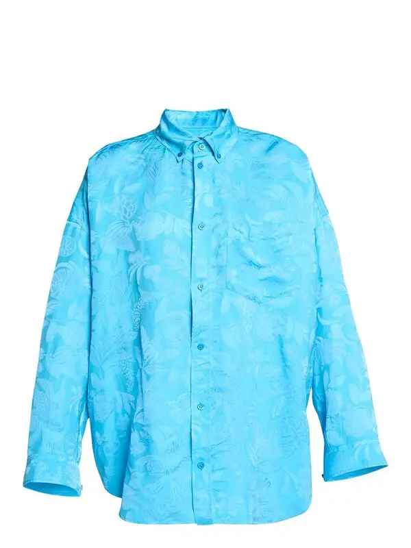 Balenciaga Long-sleeve Cocoon Shirt - Sky Blue