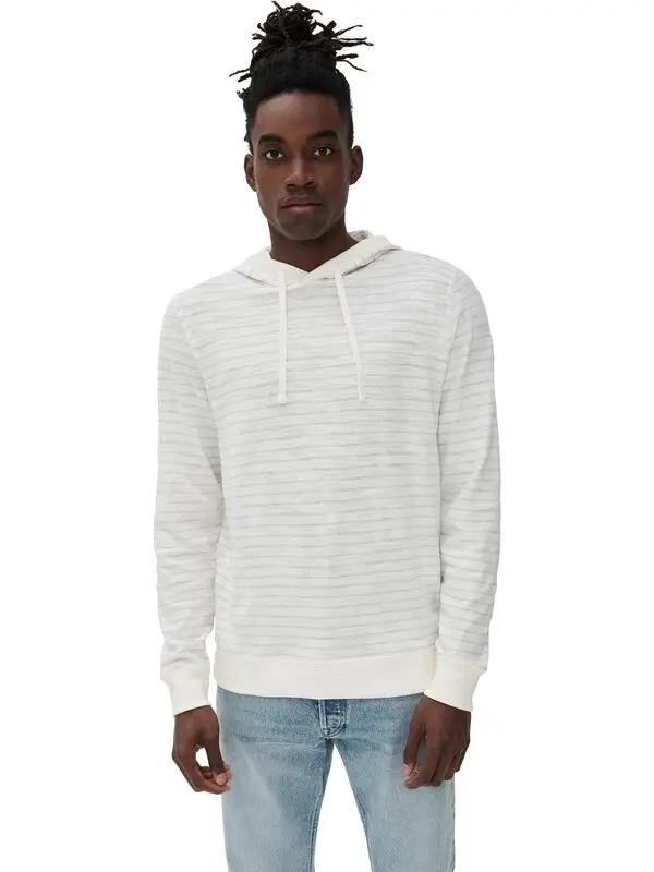 Faherty Brand Sunwashed Slub Hoodie - Ivory Rock Stripe