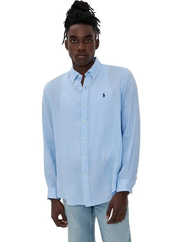 Polo Ralph Lauren Piece Dye Linen Shirt - Office Blue