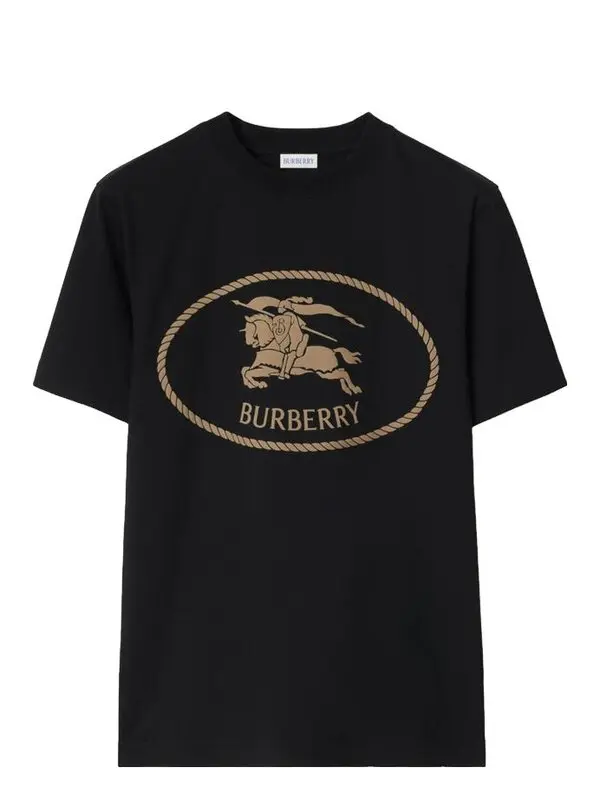 Burberry Knight Stamp Cotton T-shirt - Black