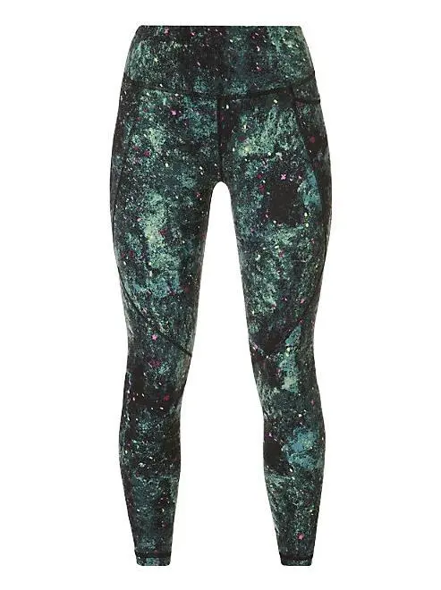 Sweaty Betty Power Graphic-print High-rise Stretch-jersey Leggings - Green Firefly Print