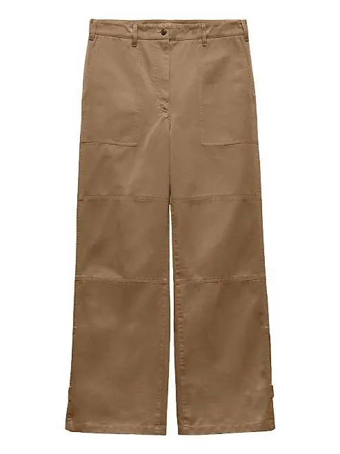 Prada High-rise Wide-leg Cotton Chino Trousers - Grey
