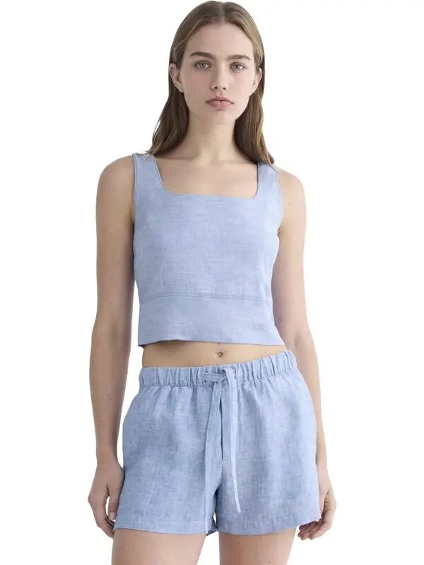 Everlane Stretch Linen Square Tank Top - Chambray