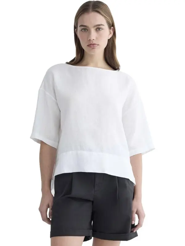 Everlane Linen Boatneck Top - White