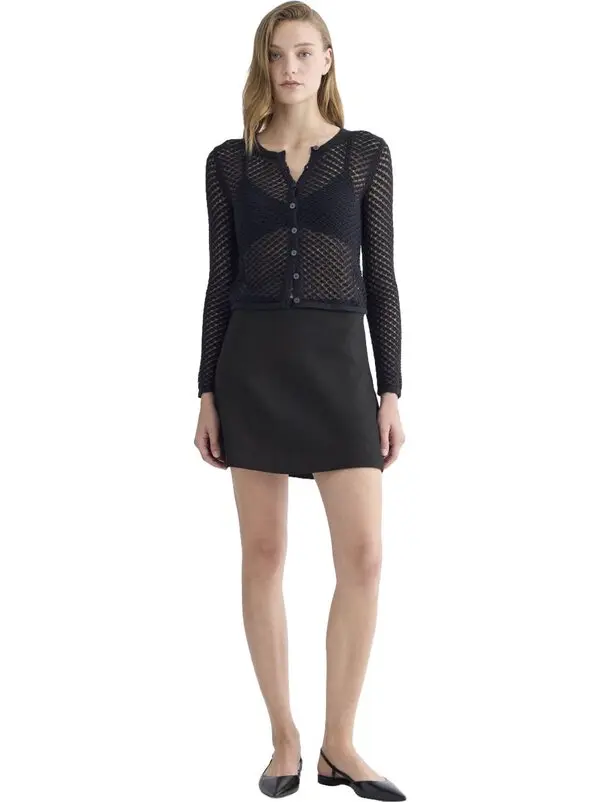 Everlane Mini Skirt, Stretch Linen Size - Black