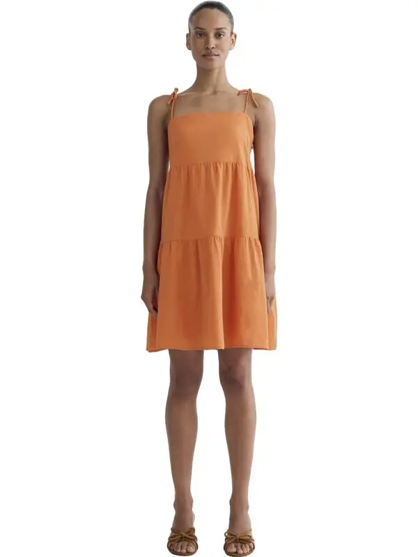 Everlane Gauze Mini Tiered Dress - Soft Orange