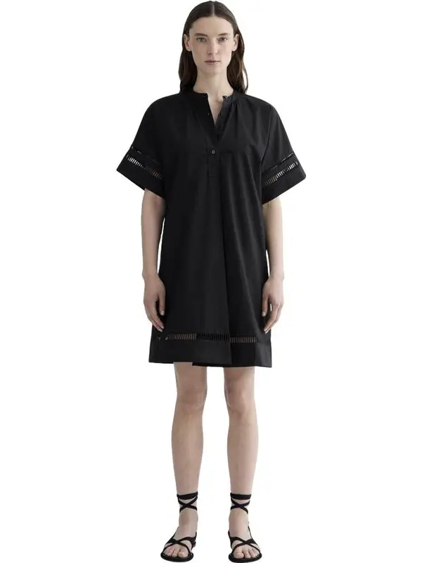 Everlane Lace Trim Popover Dress - Black