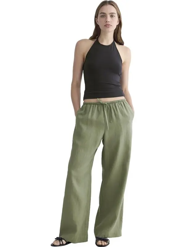 Everlane Linen Drawstring Pants - Lichen Green