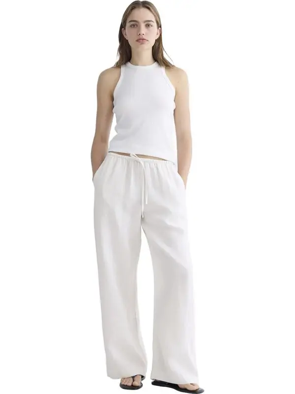 Everlane Linen Drawstring Pants - Natural Chambray