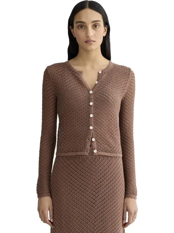 Everlane Lace Knit Cardigan - Mocha
