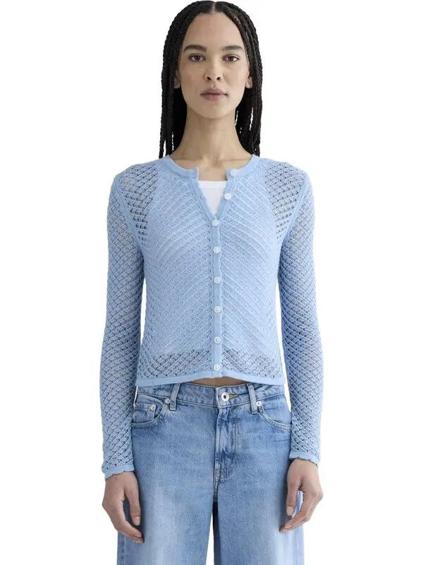 Everlane Lace Knit Cardigan Sweater - Sky Blue