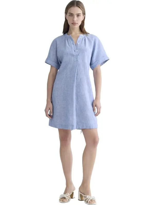 Everlane Linen Popover Mini Dress - Chambray