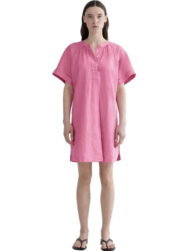 Everlane Linen Popover Mini Dress - Deep Pink