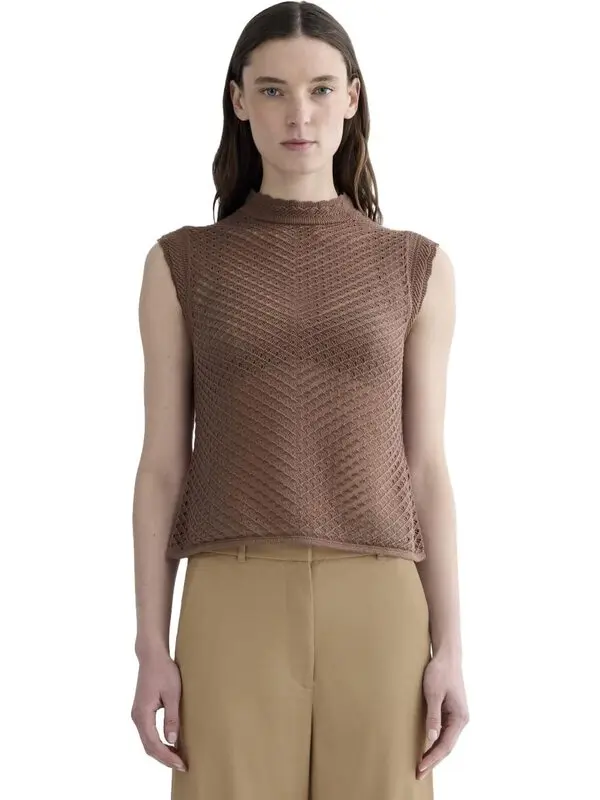 Everlane Lace Knit Tank Sweater - Mocha