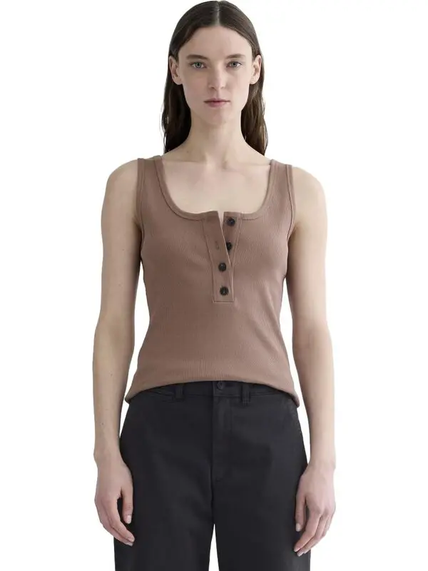 Everlane Henley Tank Top - Mocha