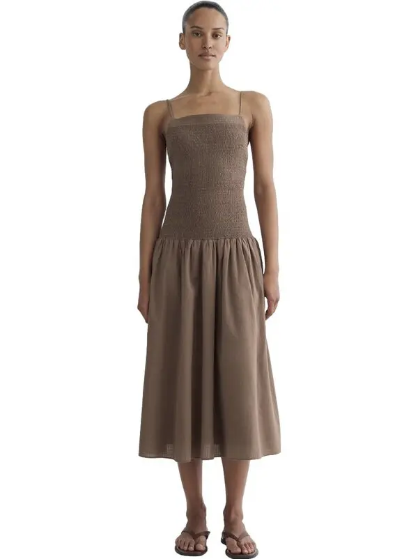 Everlane Gauze Open-back Midi Dress - Mocha