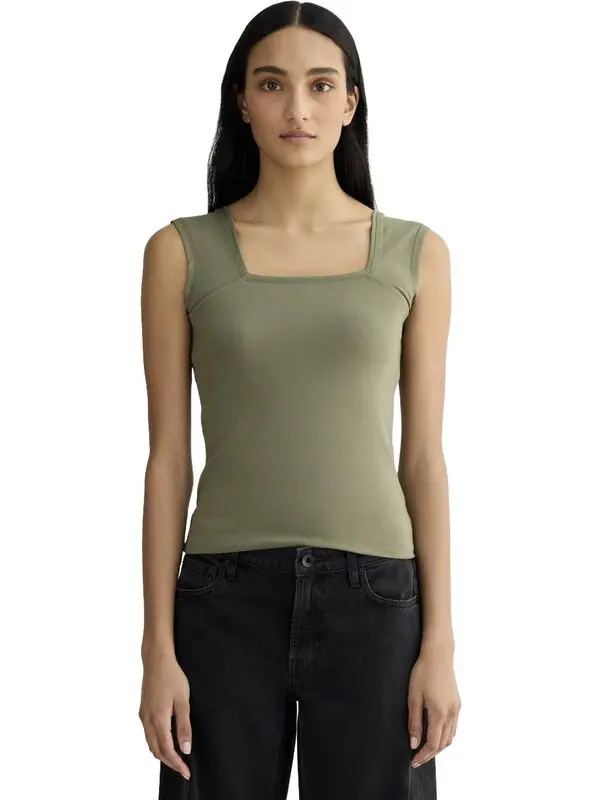 Everlane Form Square-neck Tank Top - Lichen Green