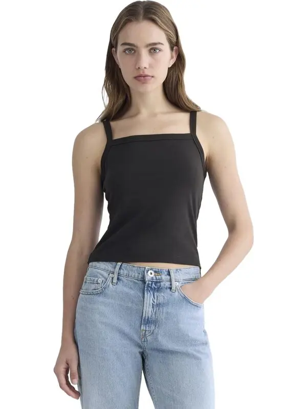 Everlane Essential Square-neck Tank Top - Black