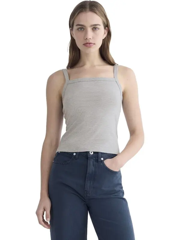 Everlane Essential Square-neck Tank Top - Heathered Grey