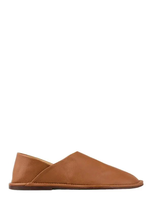 Sandro Grained Leather Slippers - Camel