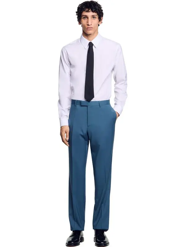 Sandro Classic Fit Wool Suit Trousers - Thunderstorm Blue